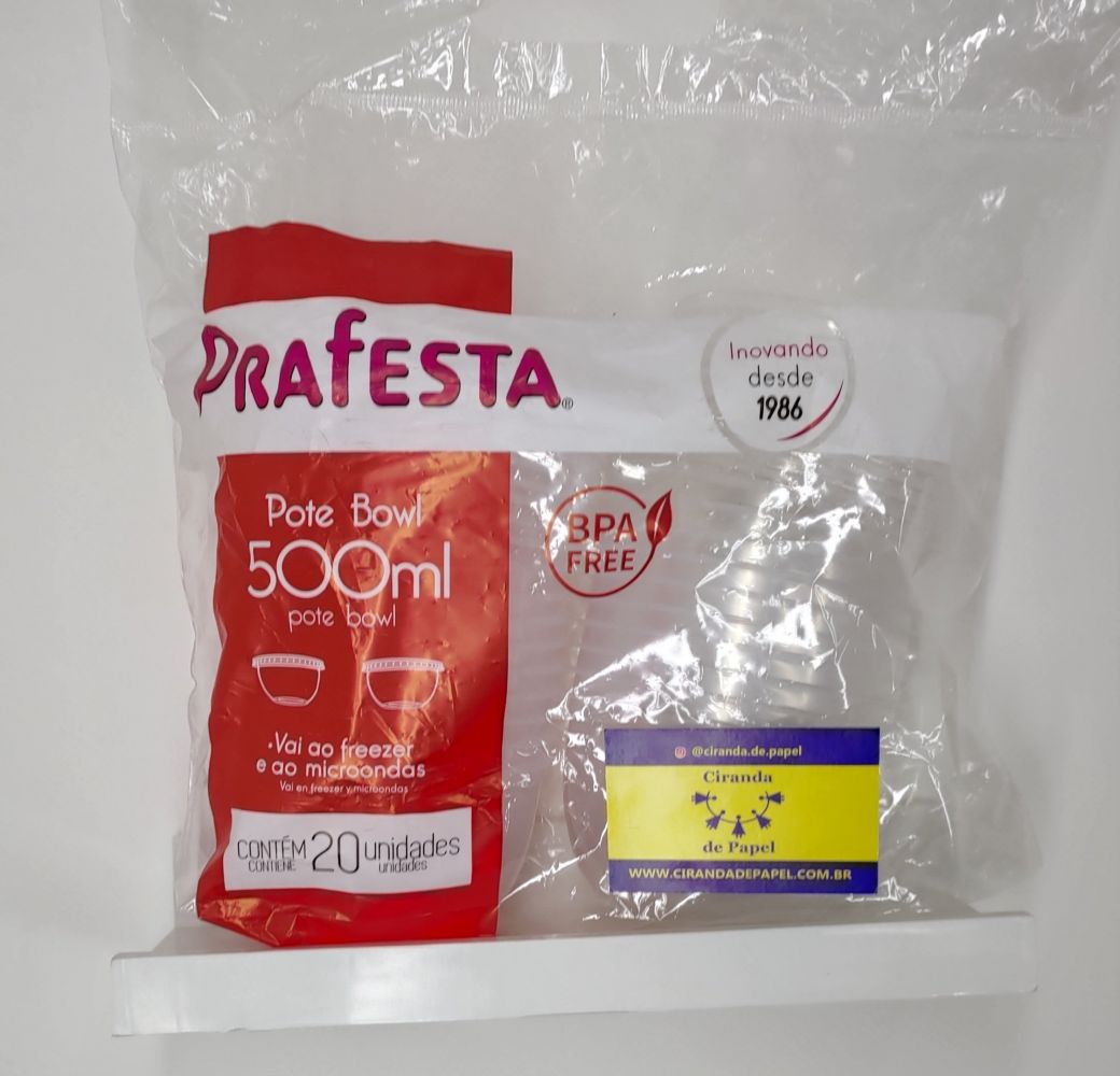 Ciranda de Papel - Pote Prafesta bowl c/ tampa 500ml 240un